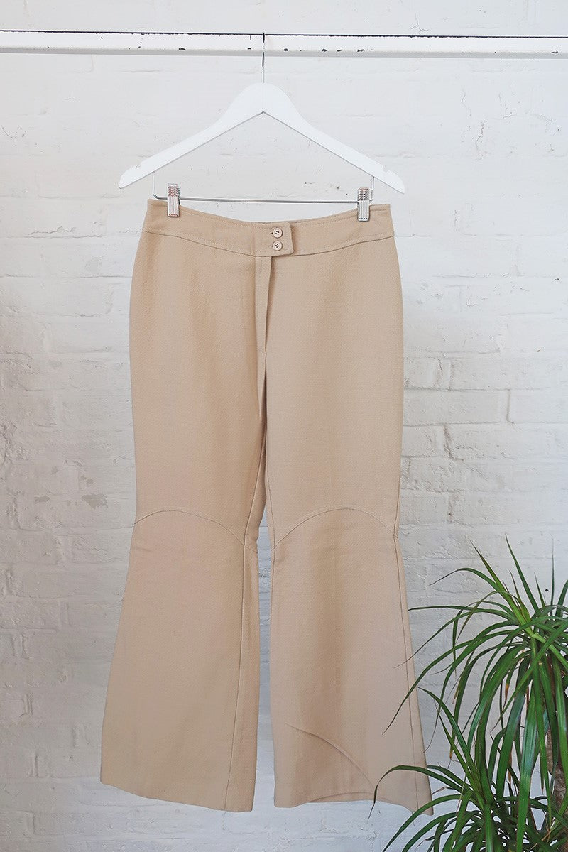 Vintage 70s Trousers Biscotti Beige Flares W30 L32