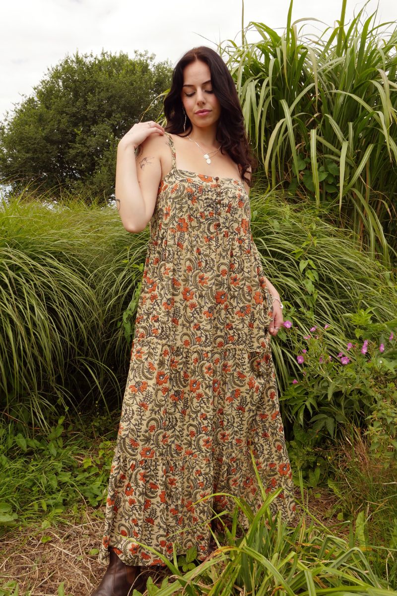 Amelia Wildflower Block Print Maxi Dress | XS - M/L | All About Audrey – All About Audrey ...