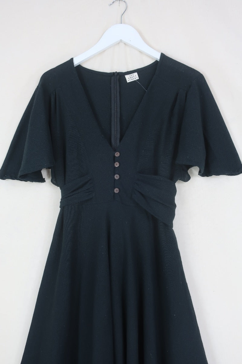 Margot 70s Boho Maxi Dress in Nightshade Black | All About Audrey – All ...