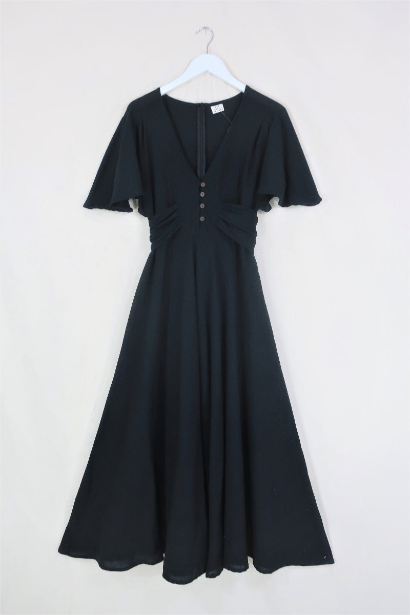 Margot 70s Boho Maxi Dress in Nightshade Black | All About Audrey – All ...