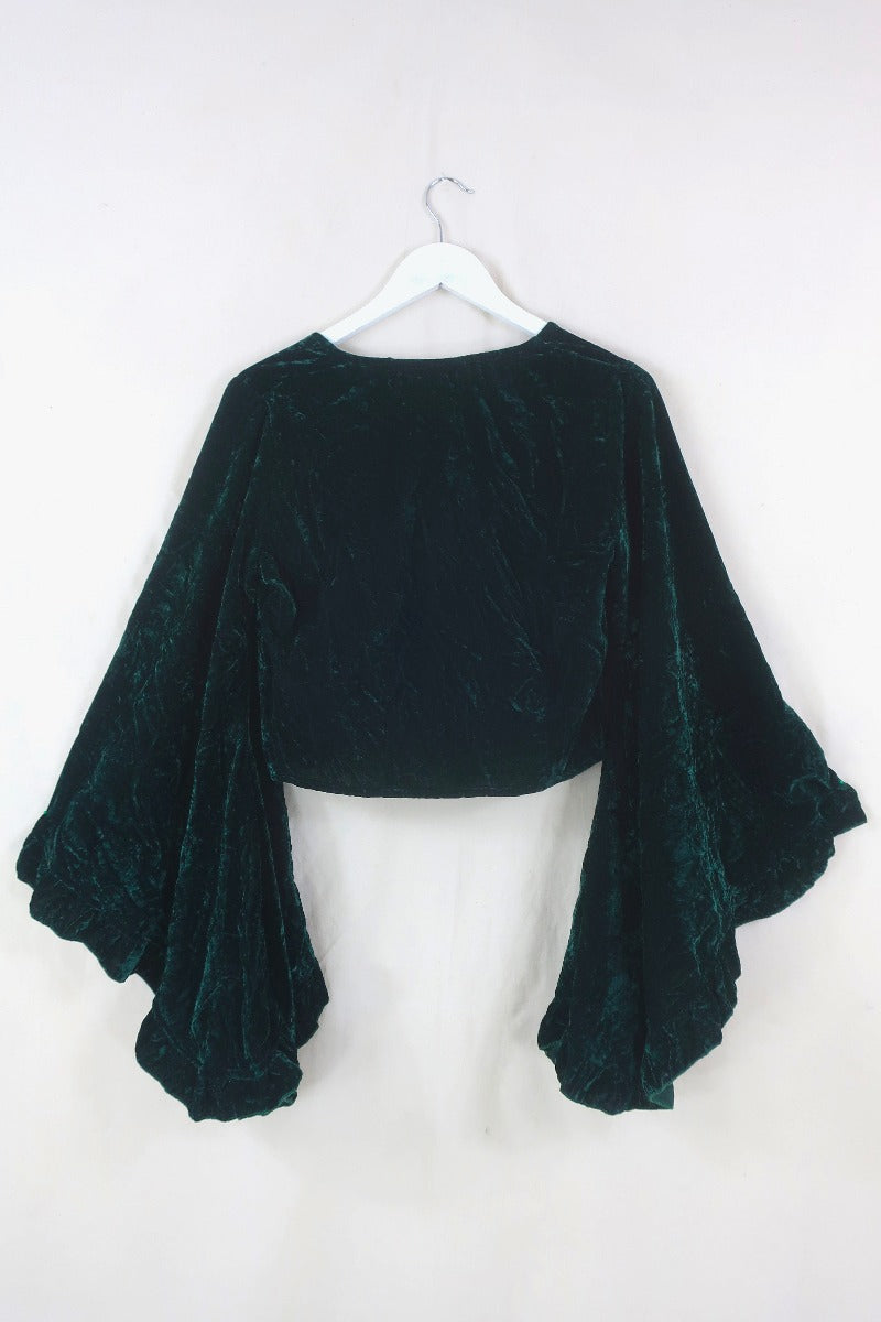 Velvet Wrap Top | Diesel Green | XS - XXXL | All About Audrey – All About Audrey Vintage Boutique