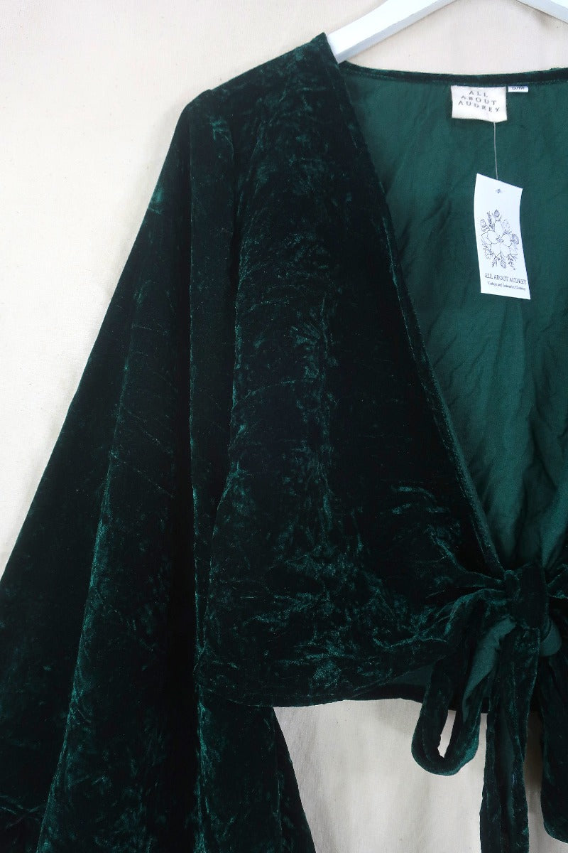 Velvet Wrap Top | Diesel Green | XS - XXXL | All About Audrey – All About Audrey Vintage Boutique