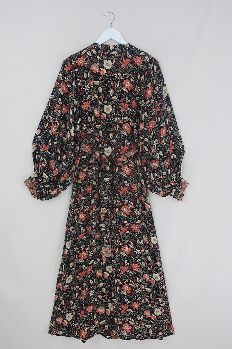 Lola Folklore Floral Wrap Dress in Hemlock Black – All About Audrey ...