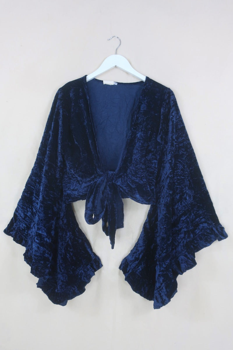 Velvet Wrap Top | Galaxy Blue | XS - XXXL | All About Audrey – All About Audrey Vintage Boutique