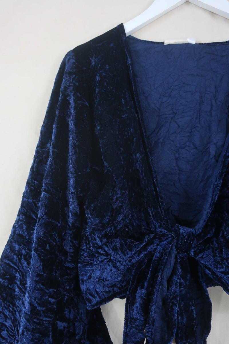 Velvet Wrap Top | Galaxy Blue | XS - XXXL | All About Audrey – All About Audrey Vintage Boutique