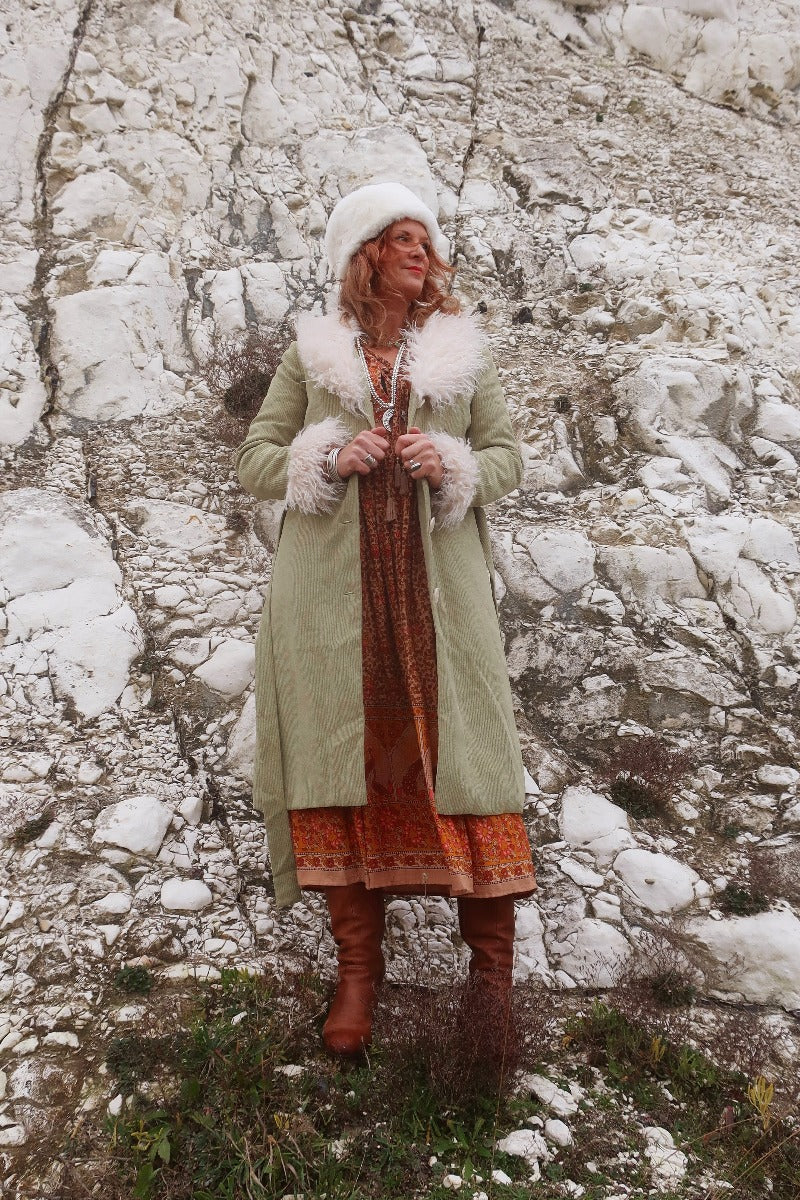 Janis Long Penny Lane Coat | Agate Green Corduroy | All About Audrey ...