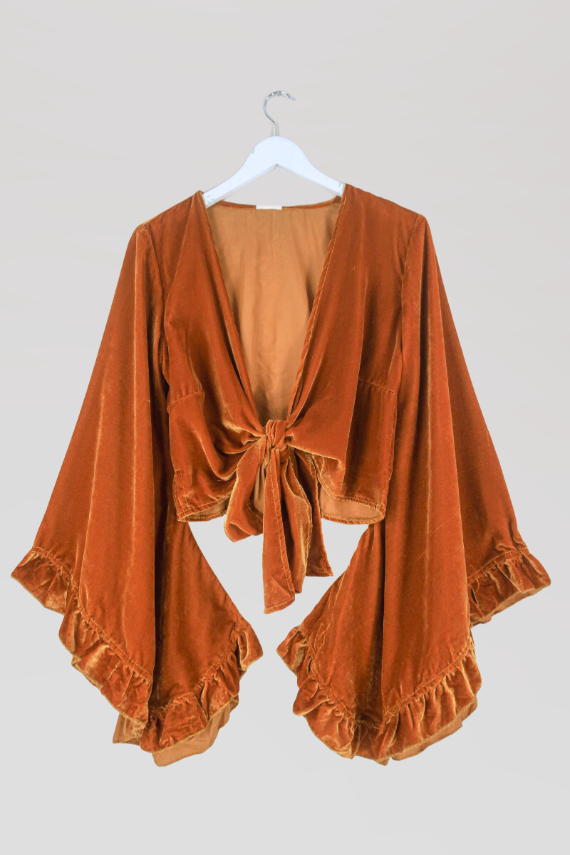 Velvet Wrap Top | Marmalade Yellow | XS - XXXL | All About Audrey – All ...