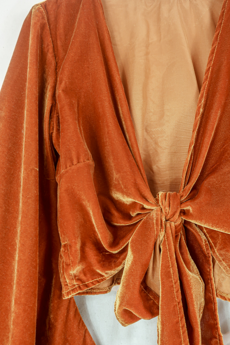 Velvet Wrap Top | Marmalade Yellow | XS - XXXL | All About Audrey – All About Audrey Vintage ...