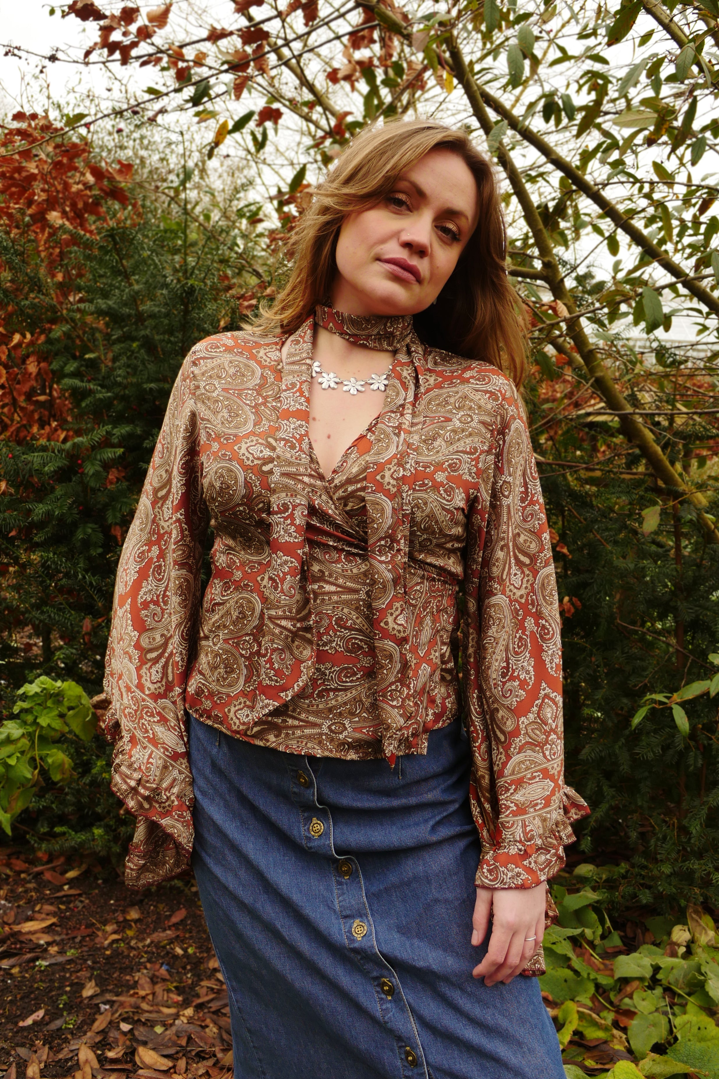 Skinny Scarf Tie Fitzgerald Bronze Mandala Paisley | All About Audrey ...