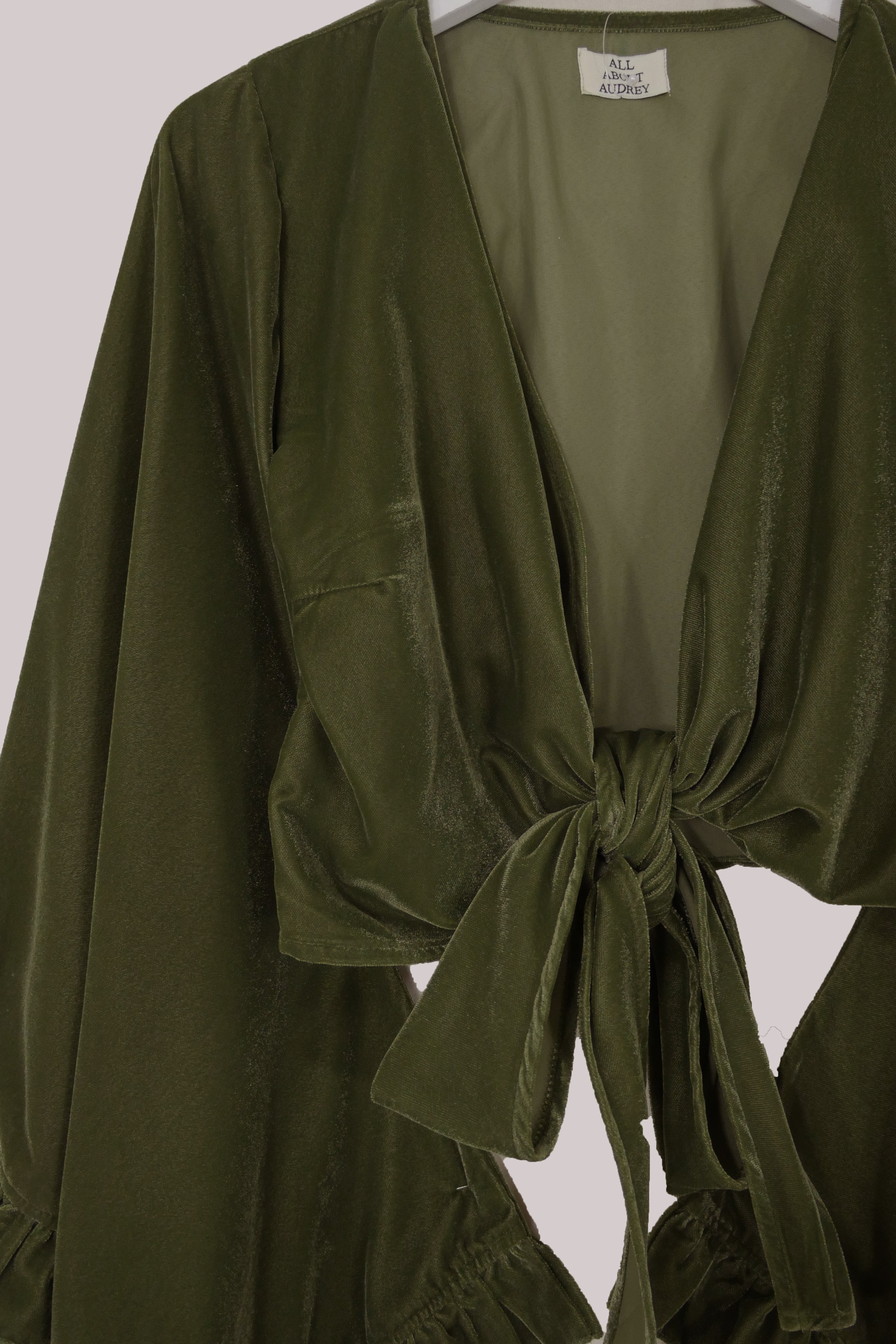 Velvet Wrap Top | Olive Green | XS - XXXL | All About Audrey – All About Audrey Vintage Boutique