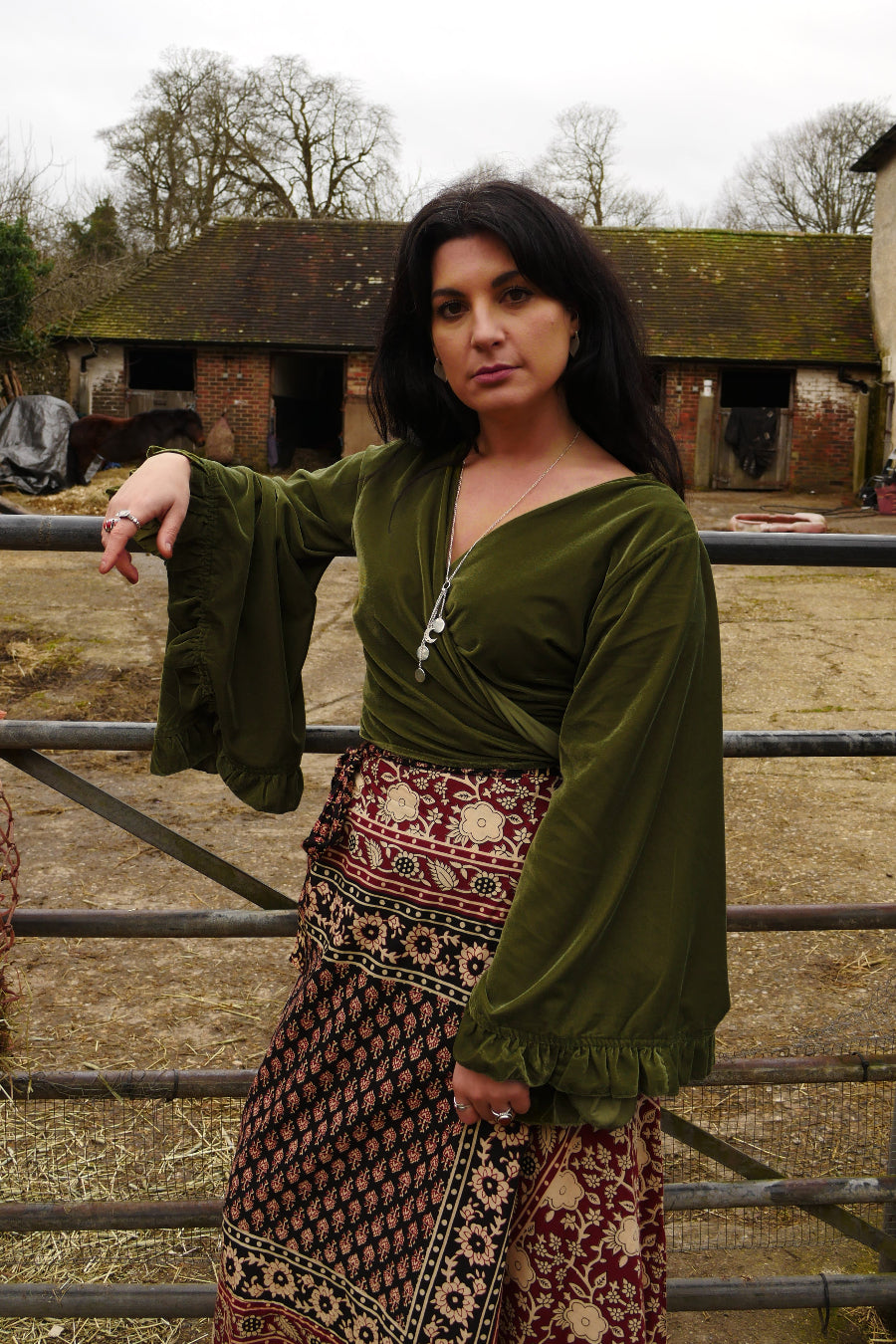 Velvet Wrap Top | Olive Green | XS - XXXL | All About Audrey – All About Audrey Vintage Boutique