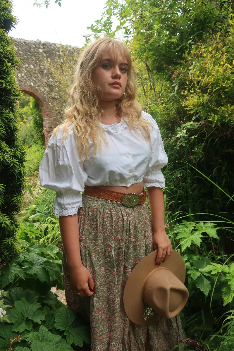 Vintage White Peasant Cropped Blouse | Free Size M | All About Audrey ...