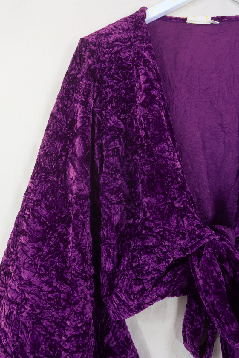 Velvet Wrap Top | Purple Quartz | XS - XXXL | All About Audrey – All About Audrey Vintage Boutique
