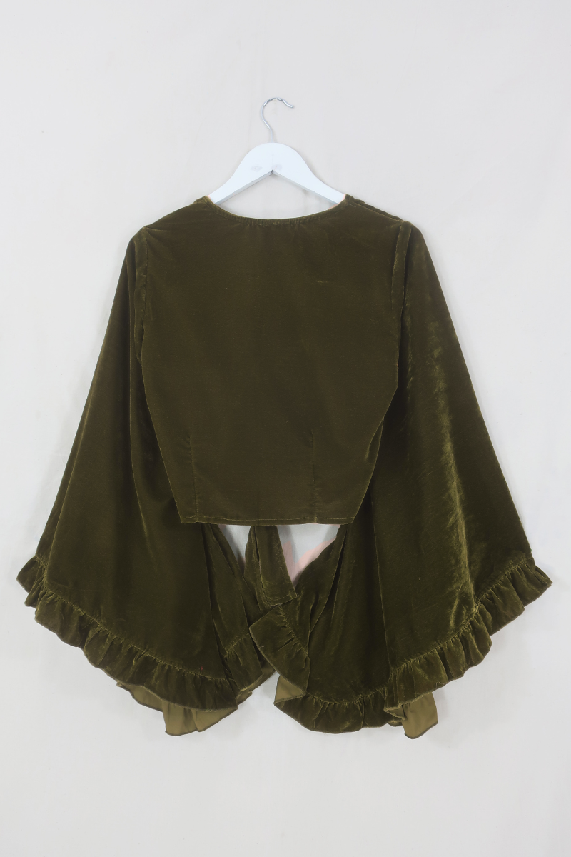 Velvet Wrap Top | Olive Green | XS - XXXL | All About Audrey – All About Audrey Vintage Boutique