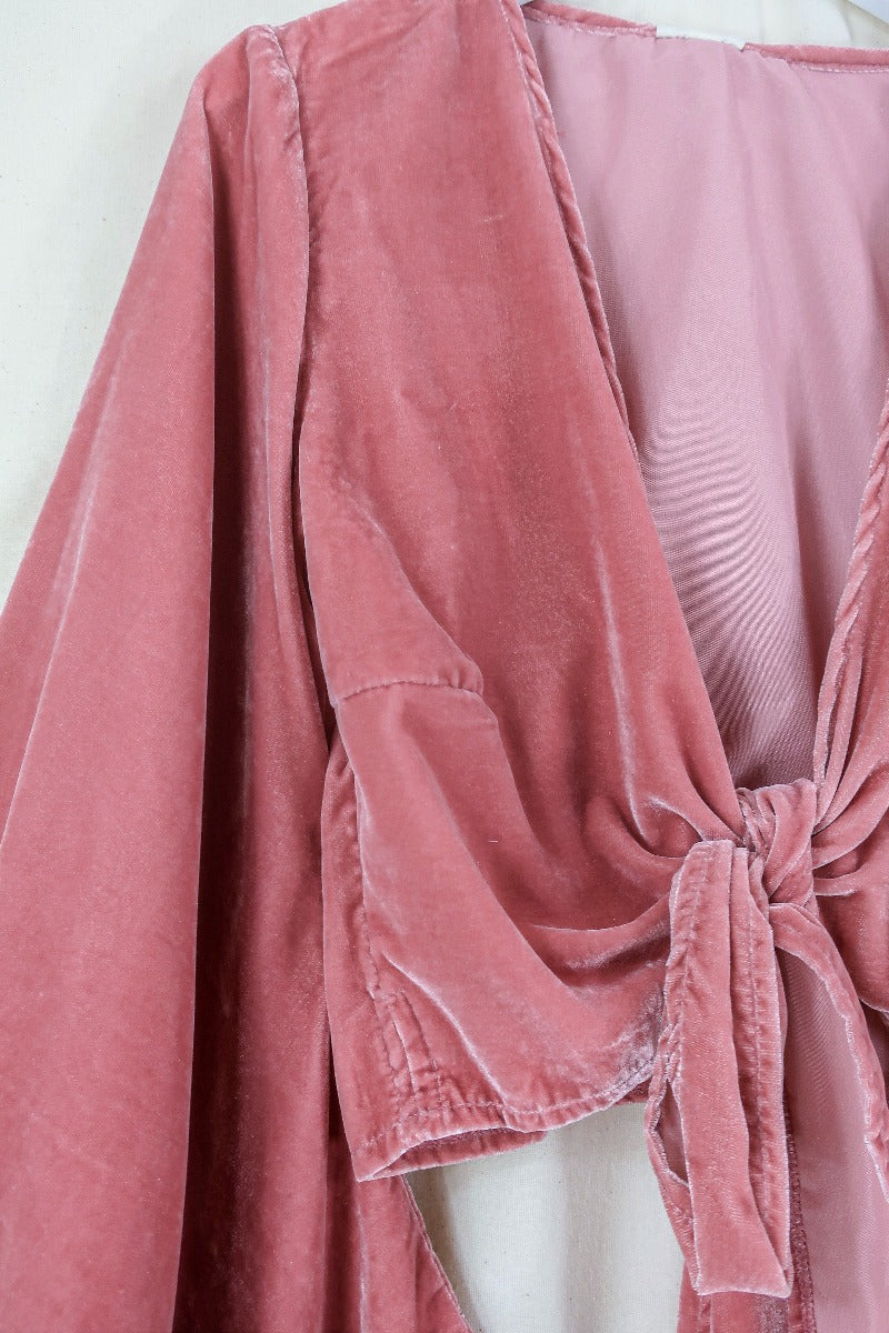Velvet Wrap Top | Dusty Pink | XS - XXXL | All About Audrey – All About Audrey Vintage Boutique