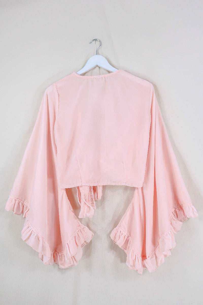 Velvet Wrap Top | Powder Pink | XS - XXXL | All About Audrey – All About Audrey Vintage Boutique