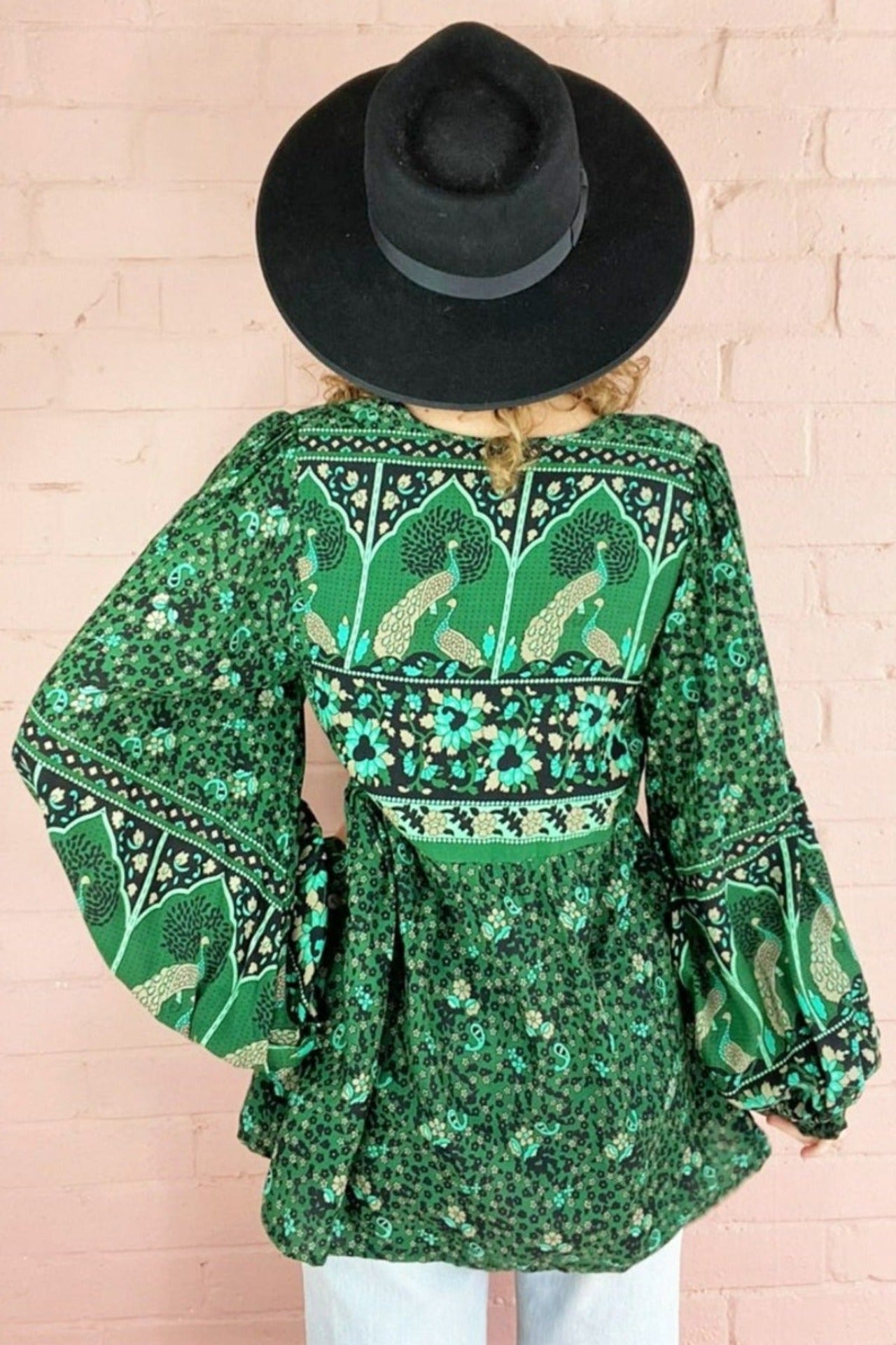 Peacock Prairie Top in Forest Green | Bohemian Tops | All About Audrey ...