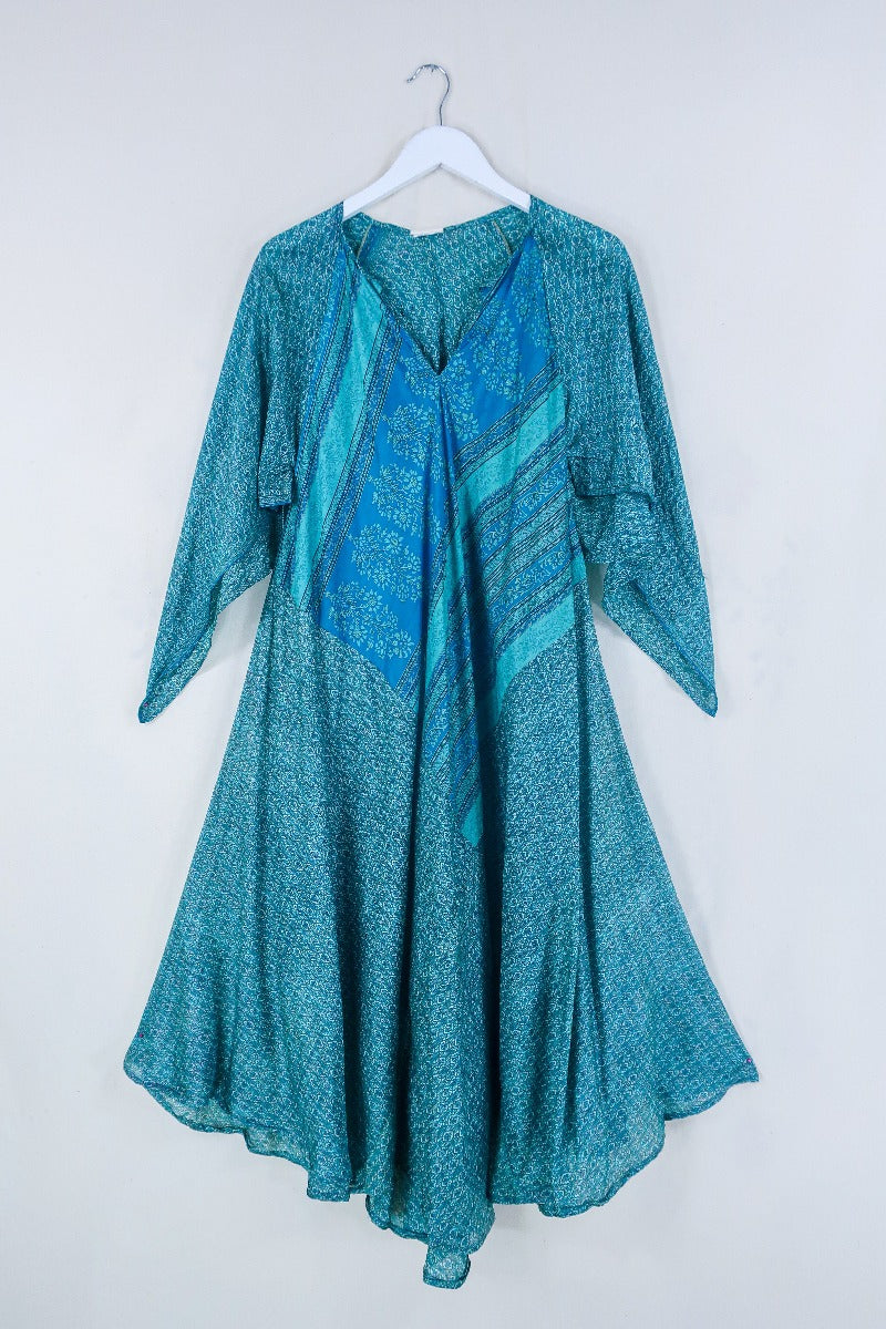 Goddess Pure Silk Dress | Deep Sea Blue Floral | All About Audrey – All ...